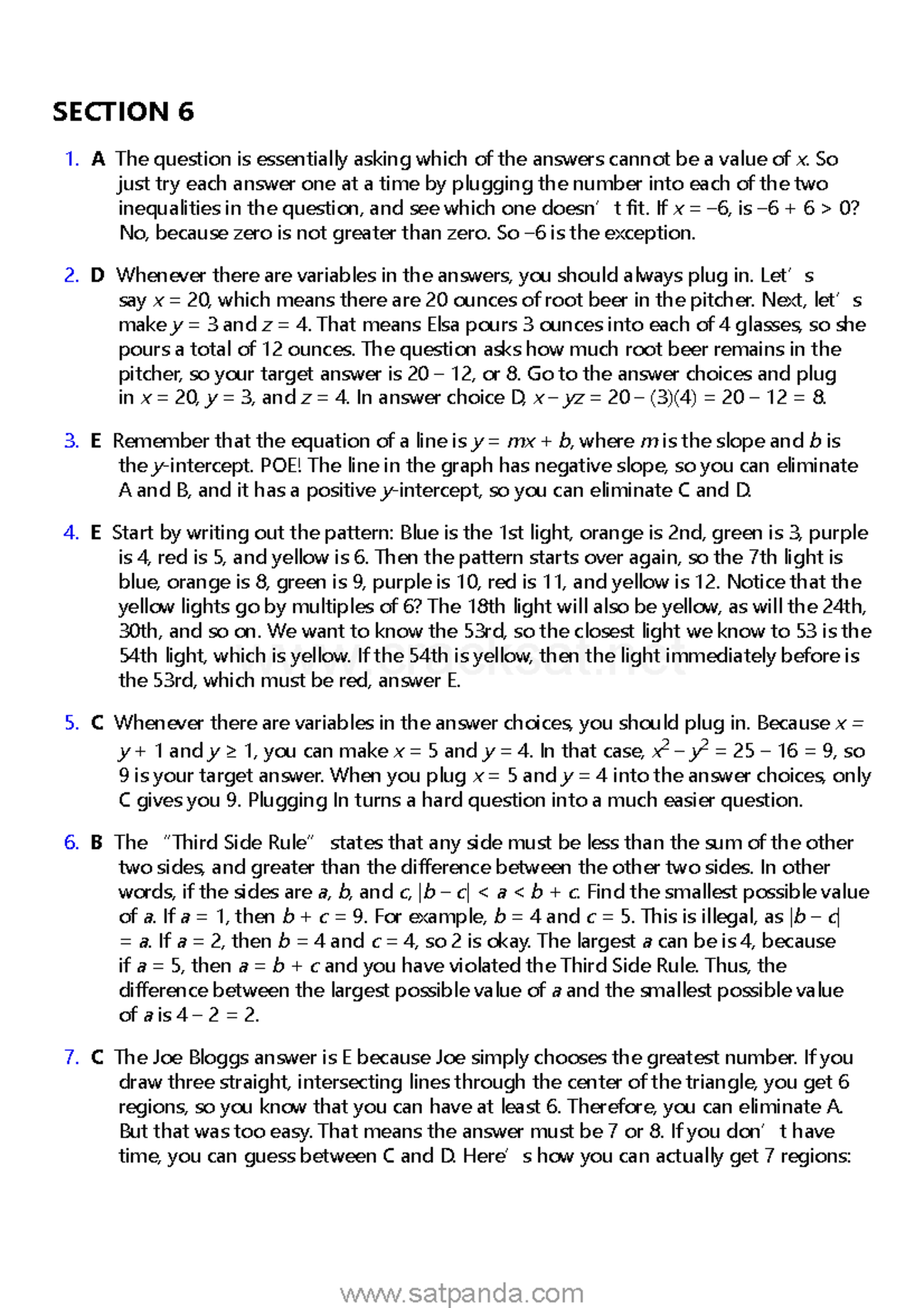 Sat math practice test 7 answers www - SECTION 6 A The question is ...
