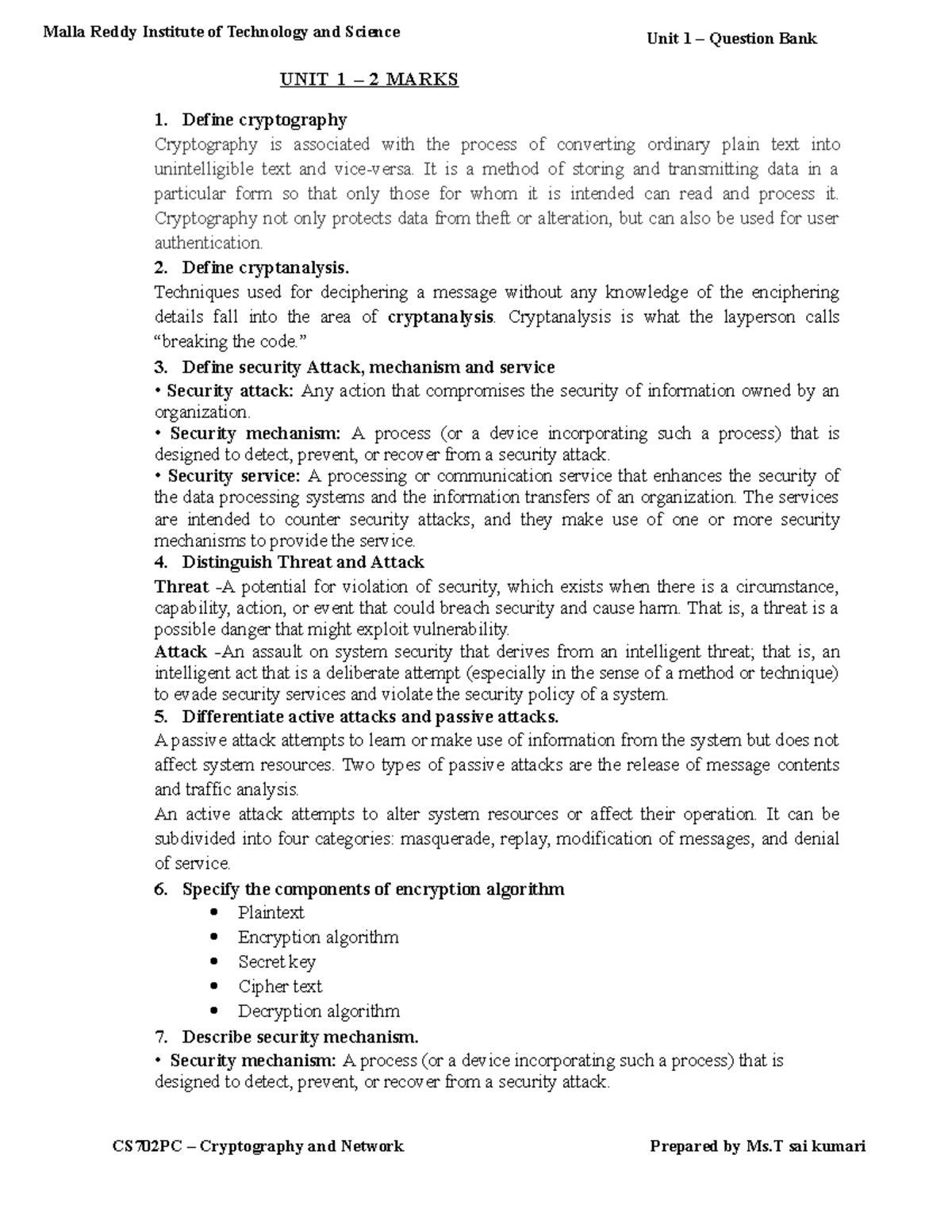 UNIT 1 CNS QB - do it - Malla Reddy Institute of Technology and Science ...