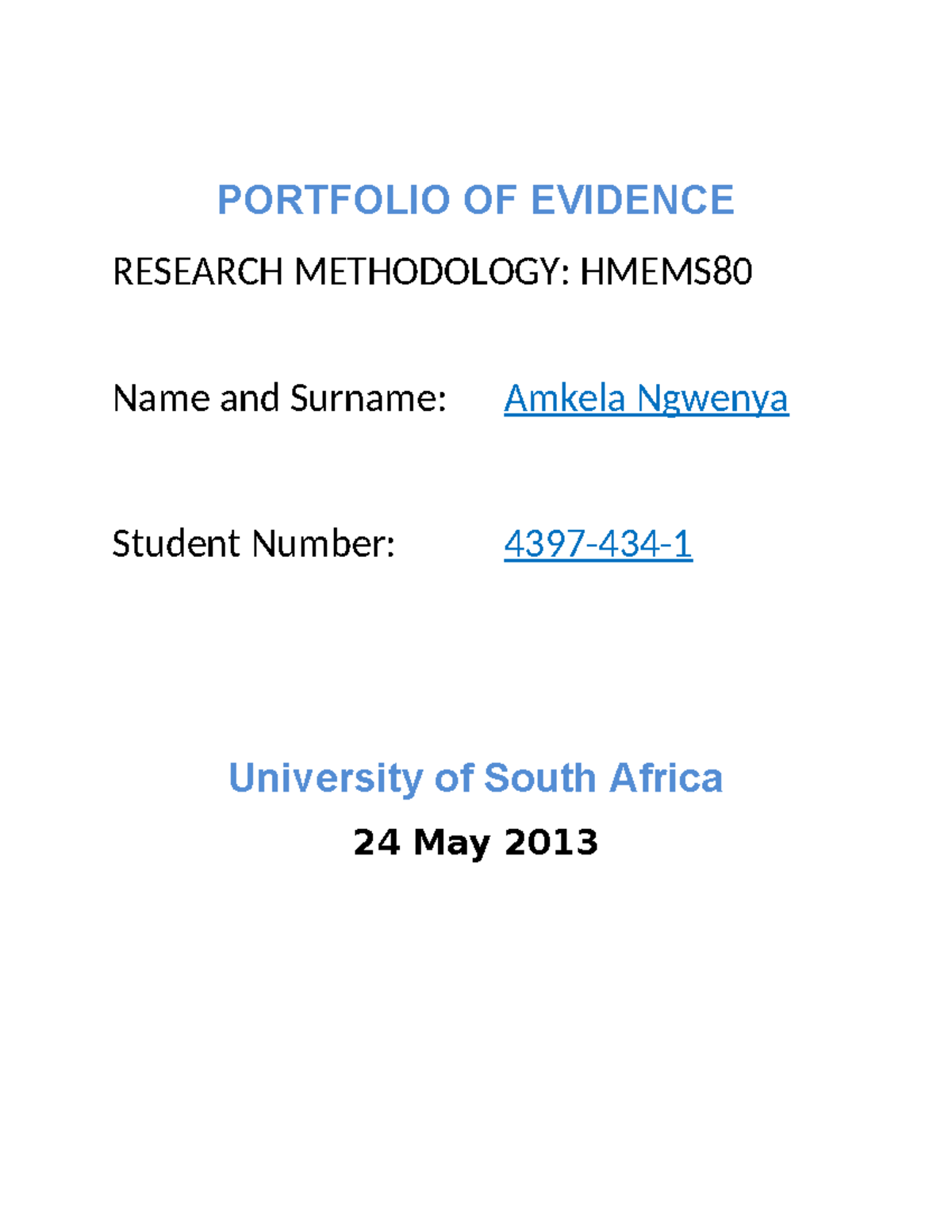 Portfolio of Evidence Hmems 80 43977341 A - PORTFOLIO OF EVIDENCE ...