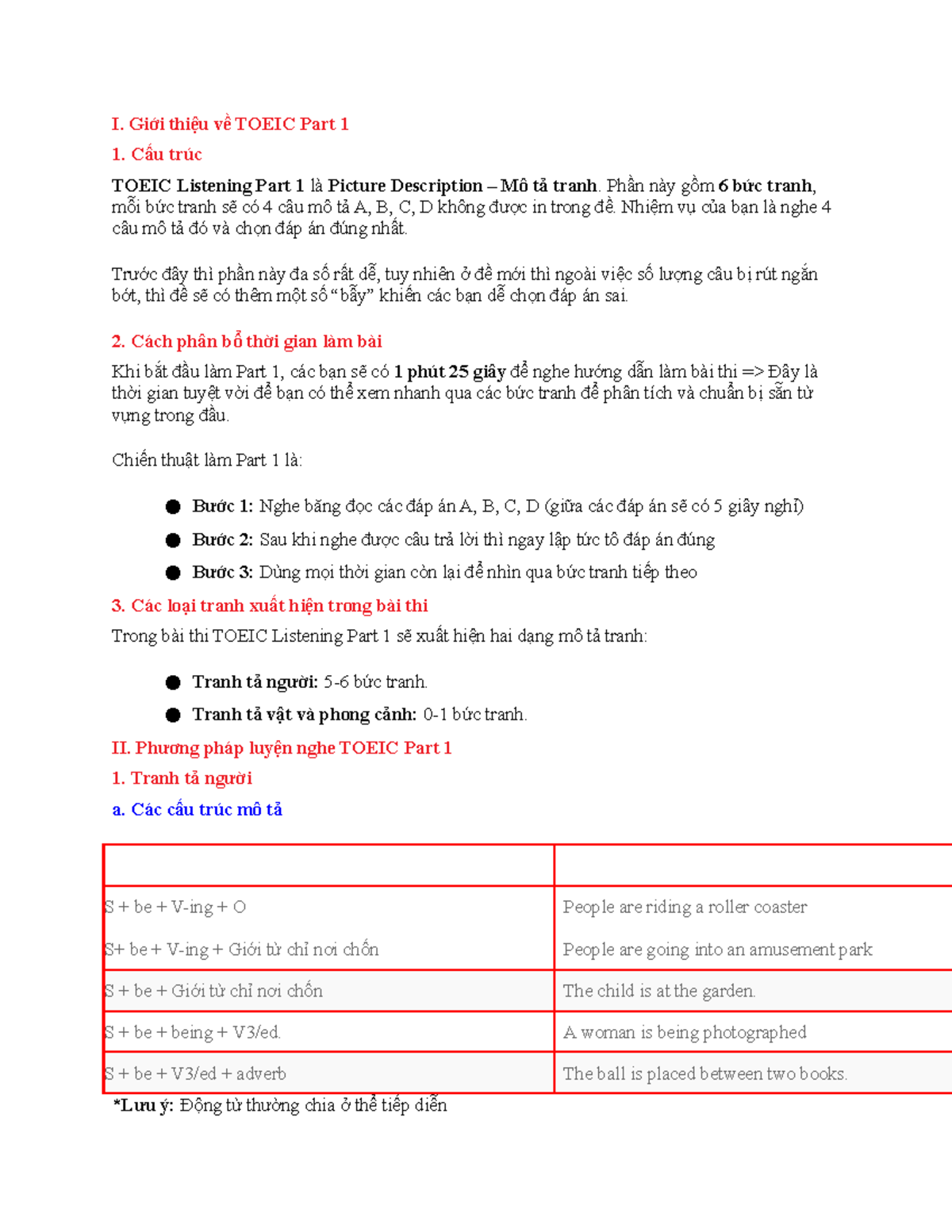 Part 1-Listening ( Tips and reviews) - I. Giới thiệu về TOEIC Part 1 ...