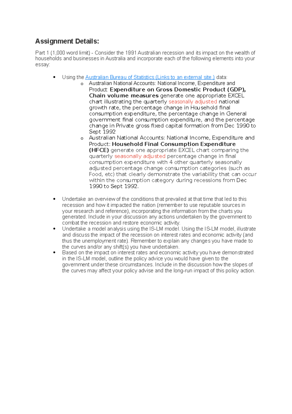 Assignment Details for assignment 1 - Assignment Details: Part 1 (1,000 ...