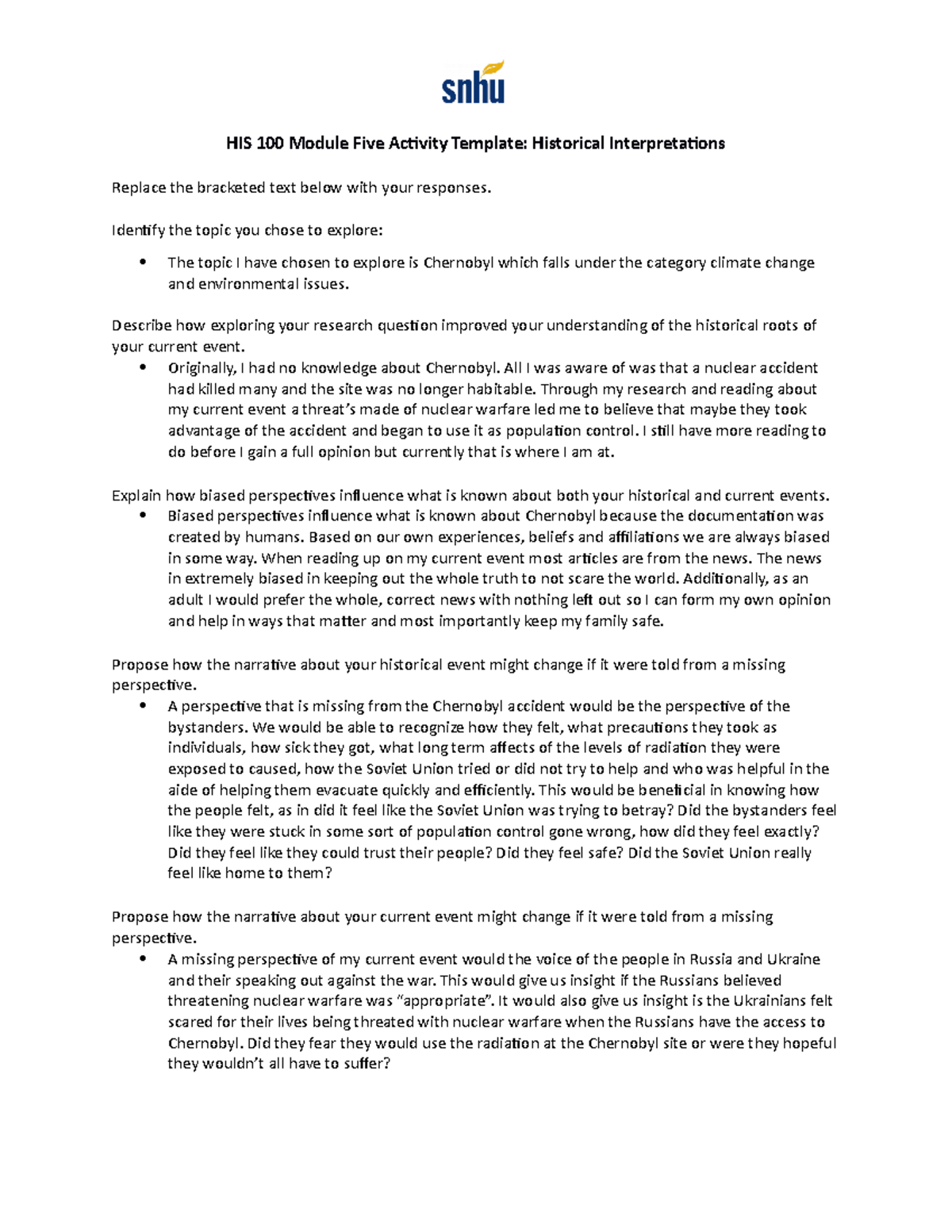 Module Five Activity Template - Identify the topic you chose to explore ...