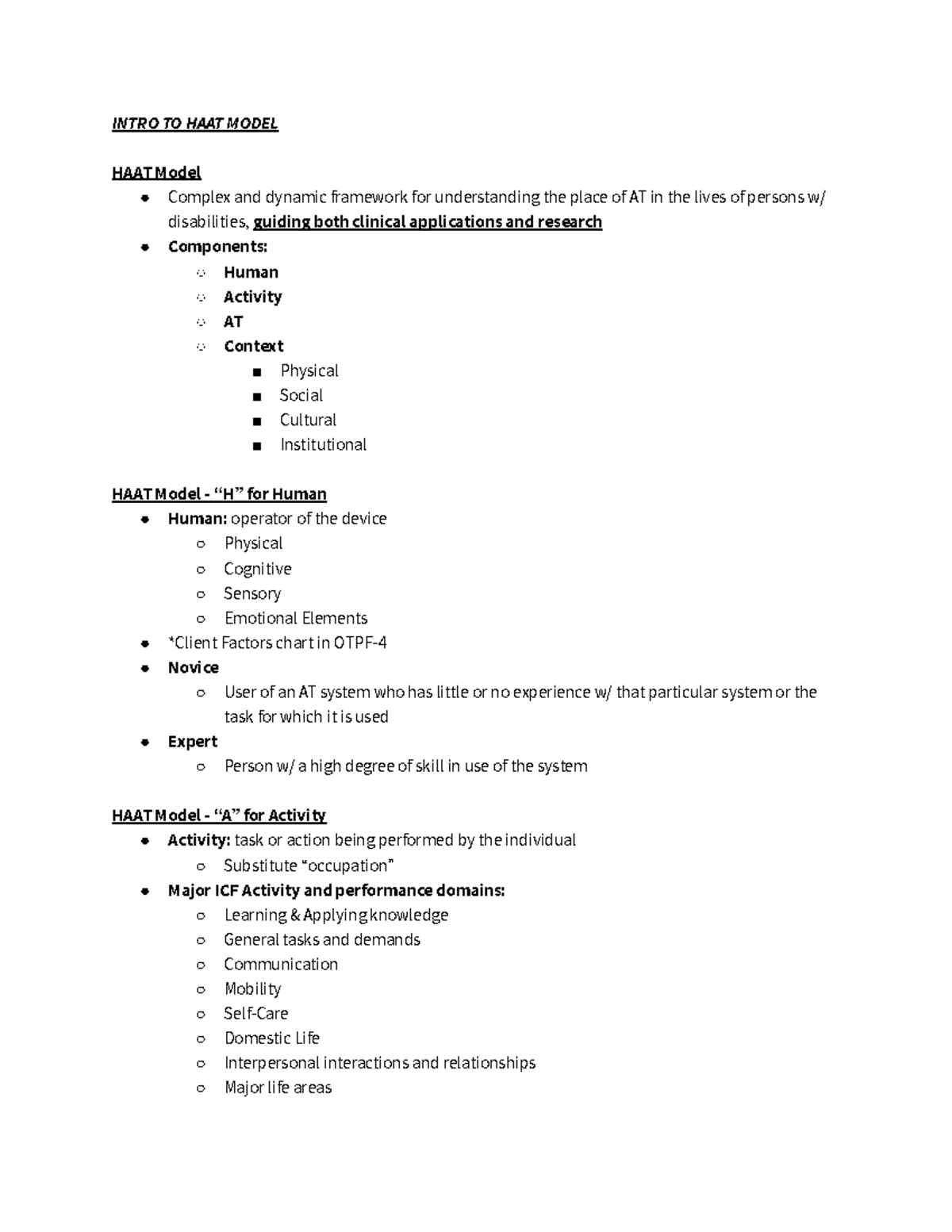 Week 2 - HAAT Model - Dr. Attenni - INTRO TO HAAT MODEL HAAT Model ...