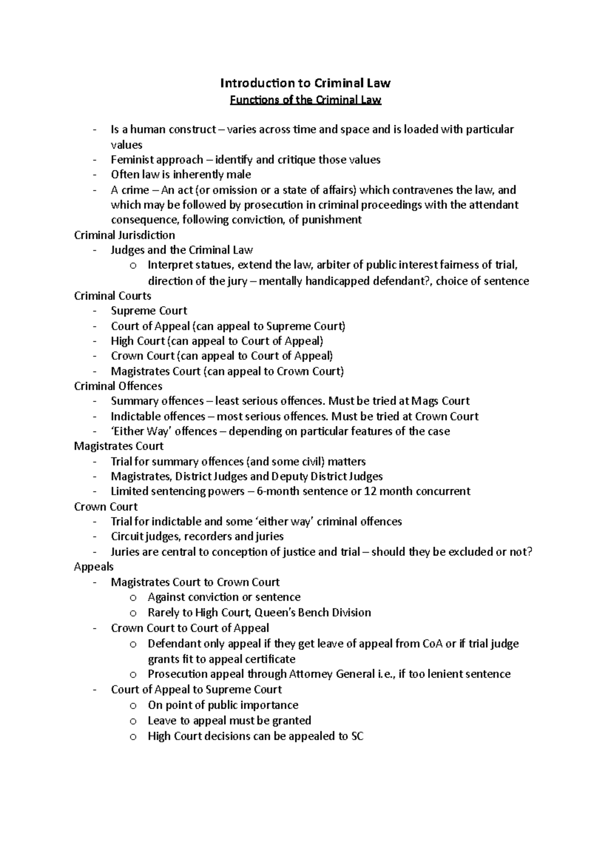 Lecture 1 - Introduction to Criminal Law - Introduction to Criminal Law ...