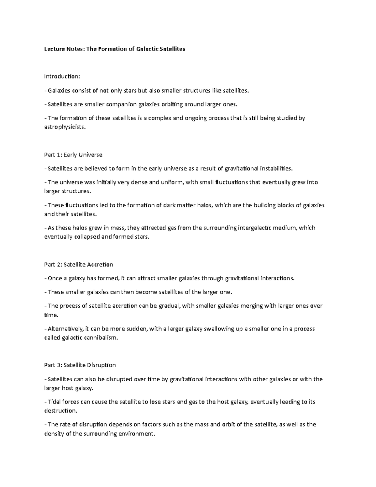 Lecture Notes: The Formation of Galactic Satellites - Lecture Notes ...