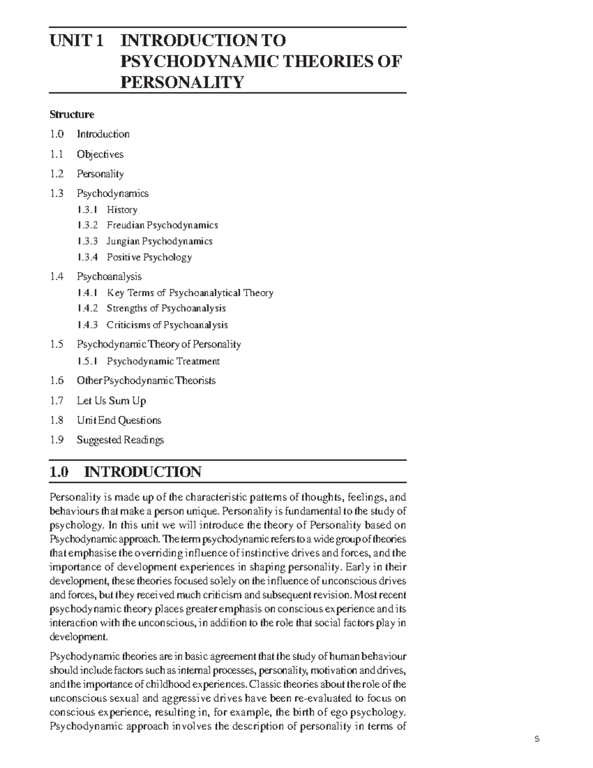 Psychodynamic Approach - Introduction to Psychodynamic UNIT 1 ...