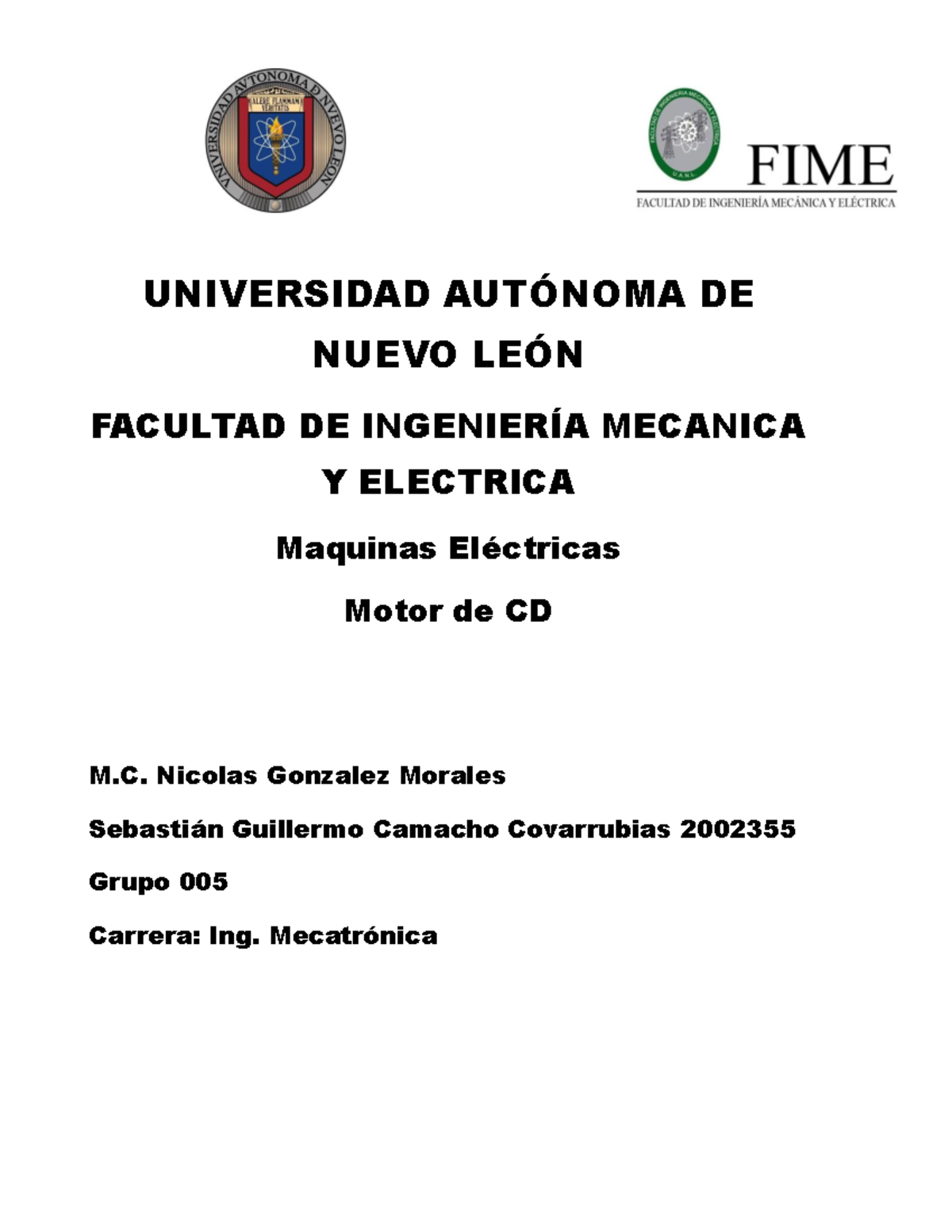 Partes de un motor de CD - UNIVERSIDAD AUTÓNOMA DE NUEVO LEÓN FACULTAD ...