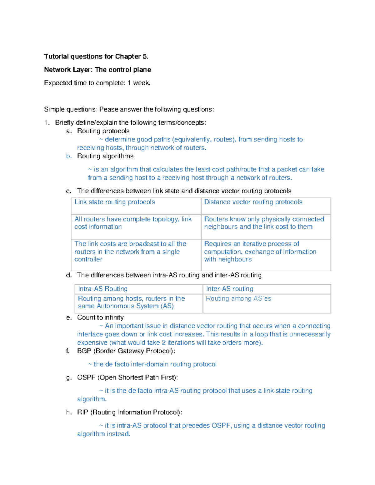Tutorial 05 Questions and Solutions - Tutorial questions for Chapter 5 ...