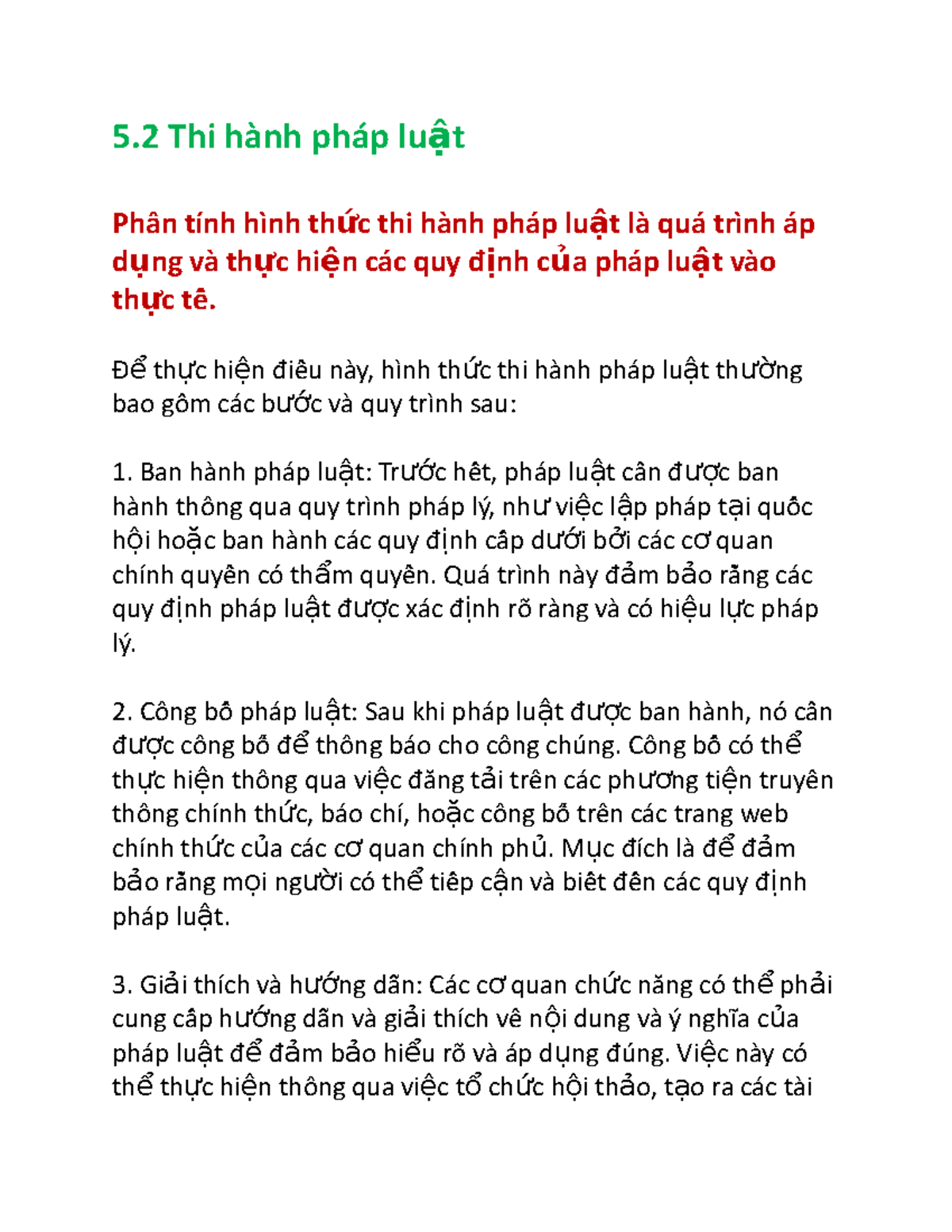 5.2 Thi hành pháp luật - 5 Thi hành pháp lu ật Phân tính hình th ức thi hành pháp lu ật là quá ...