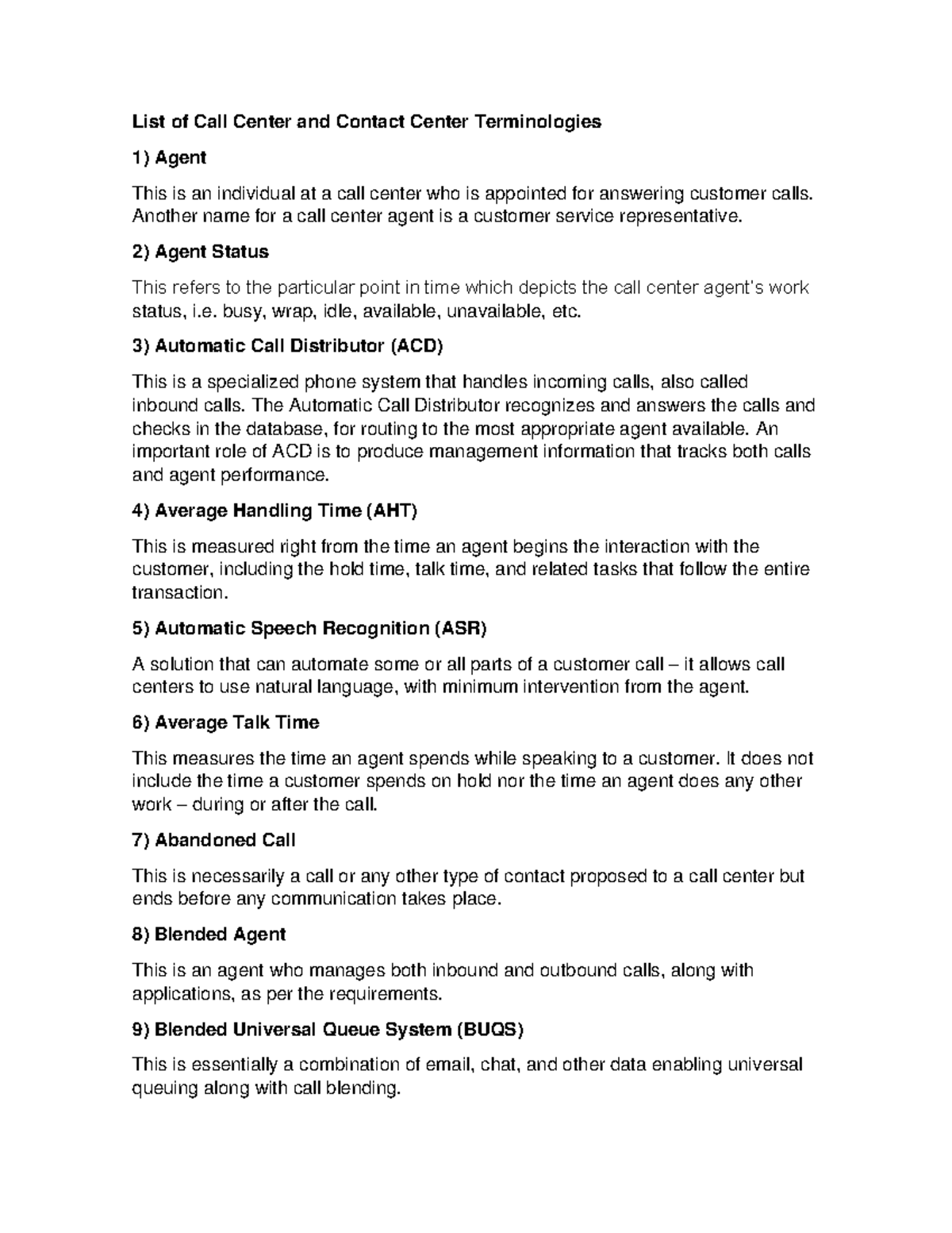 List of Call Center and Contact Center Terminologies - List of Call ...