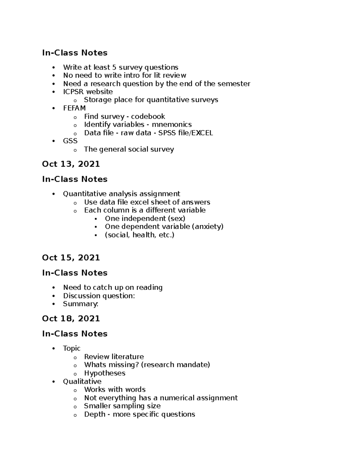Soc 208 pt 7 - soc 208 lecture notes from 2021 - In-Class Notes Write ...