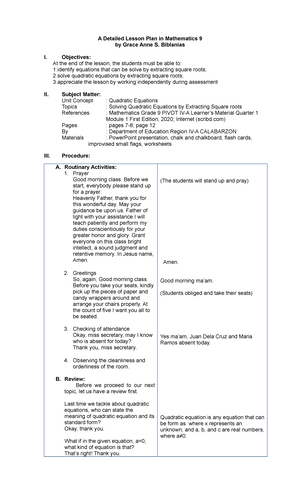 Detailed- Lesson-PLAN-BALL-ROOM - DETAILED LESSON PLAN BALL ROOM ...