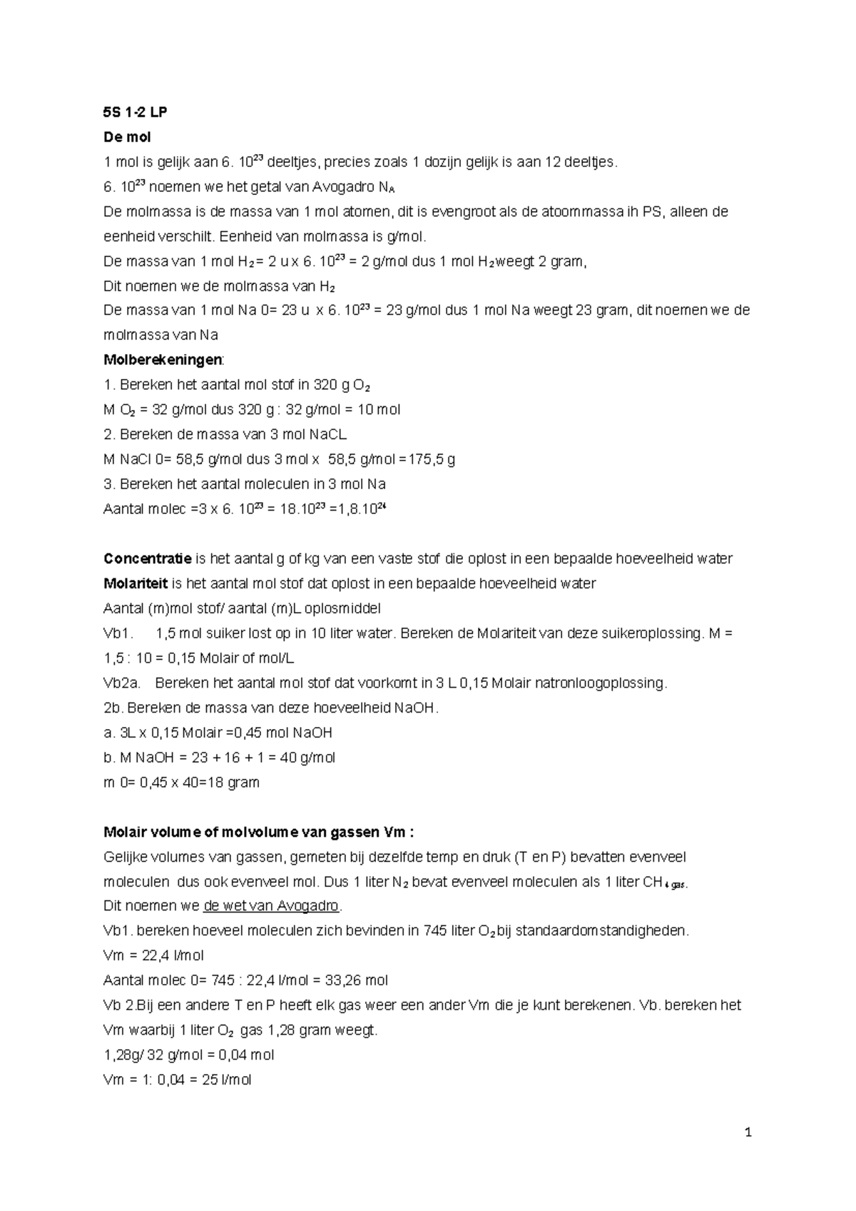 5S 1-2 LP scheikunde samenvatting 2e repronde 1 kwartaal vwo 5e klas s ...