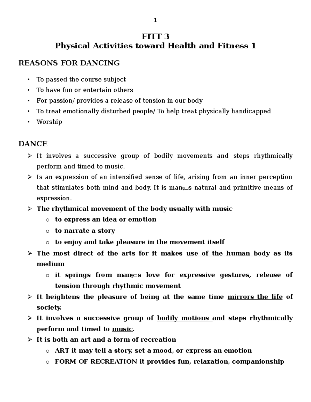 PHYSICAL EDUCATION FITT 3 Lecture - bs nursing - SWU - Studocu