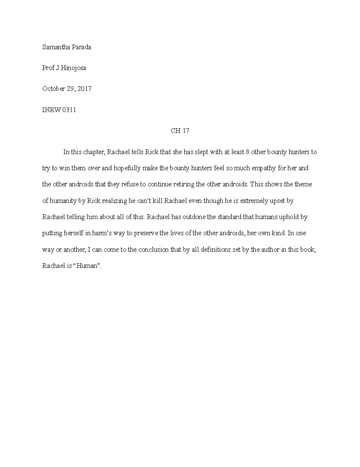 Ch 17 - reading and analysis assignments - Samantha Parada Prof J ...