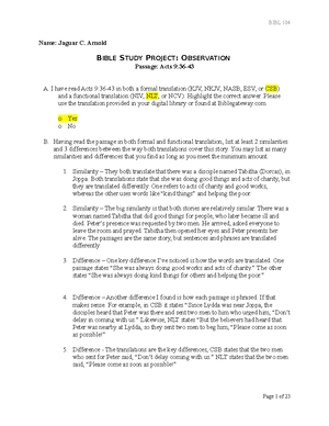 Bible+Study+Project+Interpretation+Template+Example - BIBL 104 Name ...