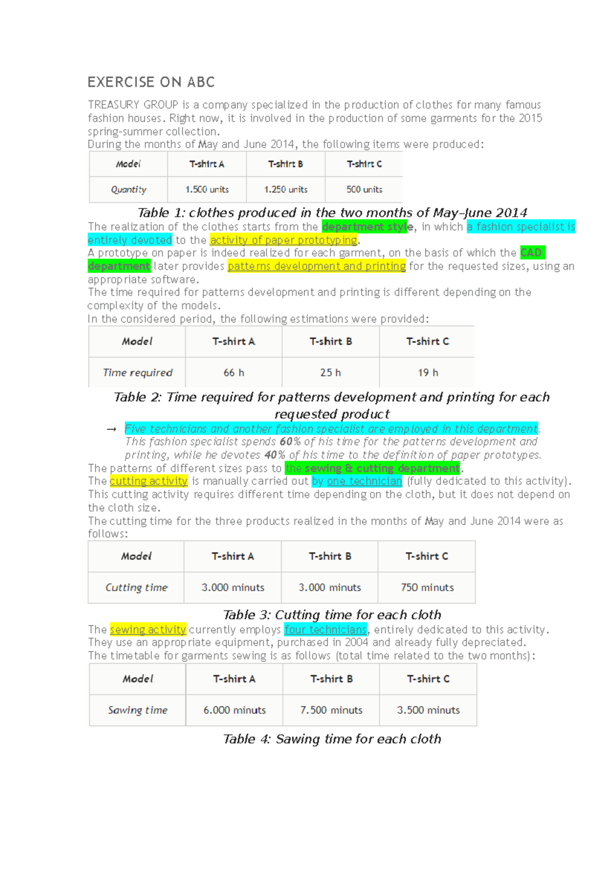 Exercise ON ABC - EXERCISE ON ABC TREASURY GROUP is a company ...