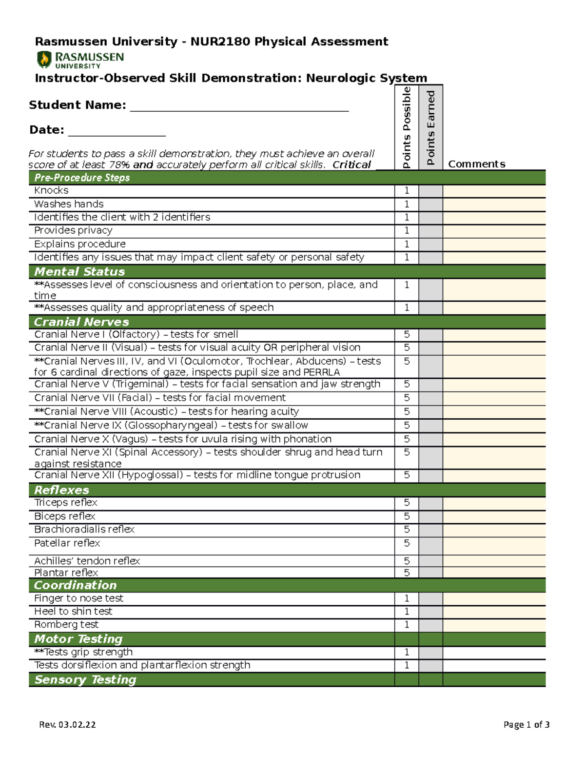 NUR2180Module 07Neurologic Assessment Skills Demonstration Sheet 03 ...