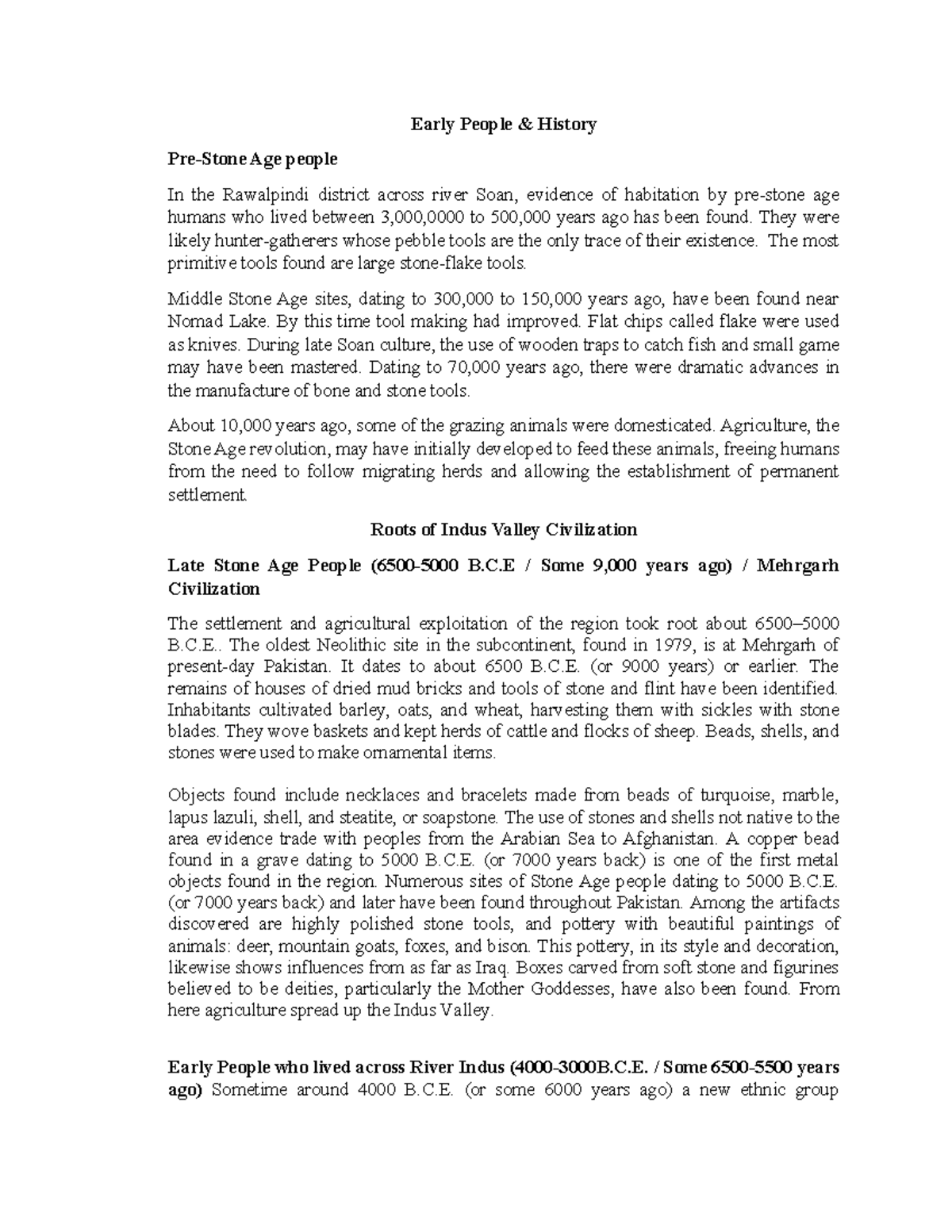 Early Humans - paper - Early People & History Pre-Stone Age people In ...