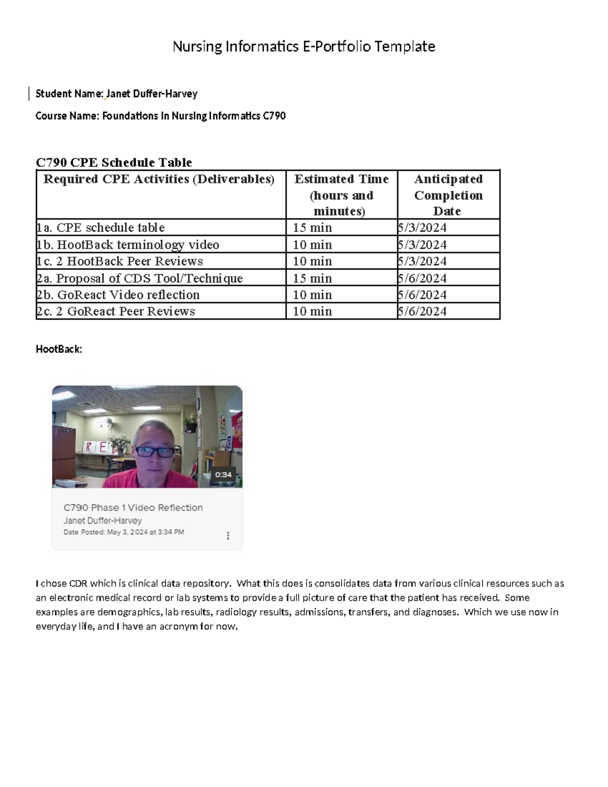 C790 Task 1 E-Portfolio - Nursing Informatics E-Portfolio Template ...