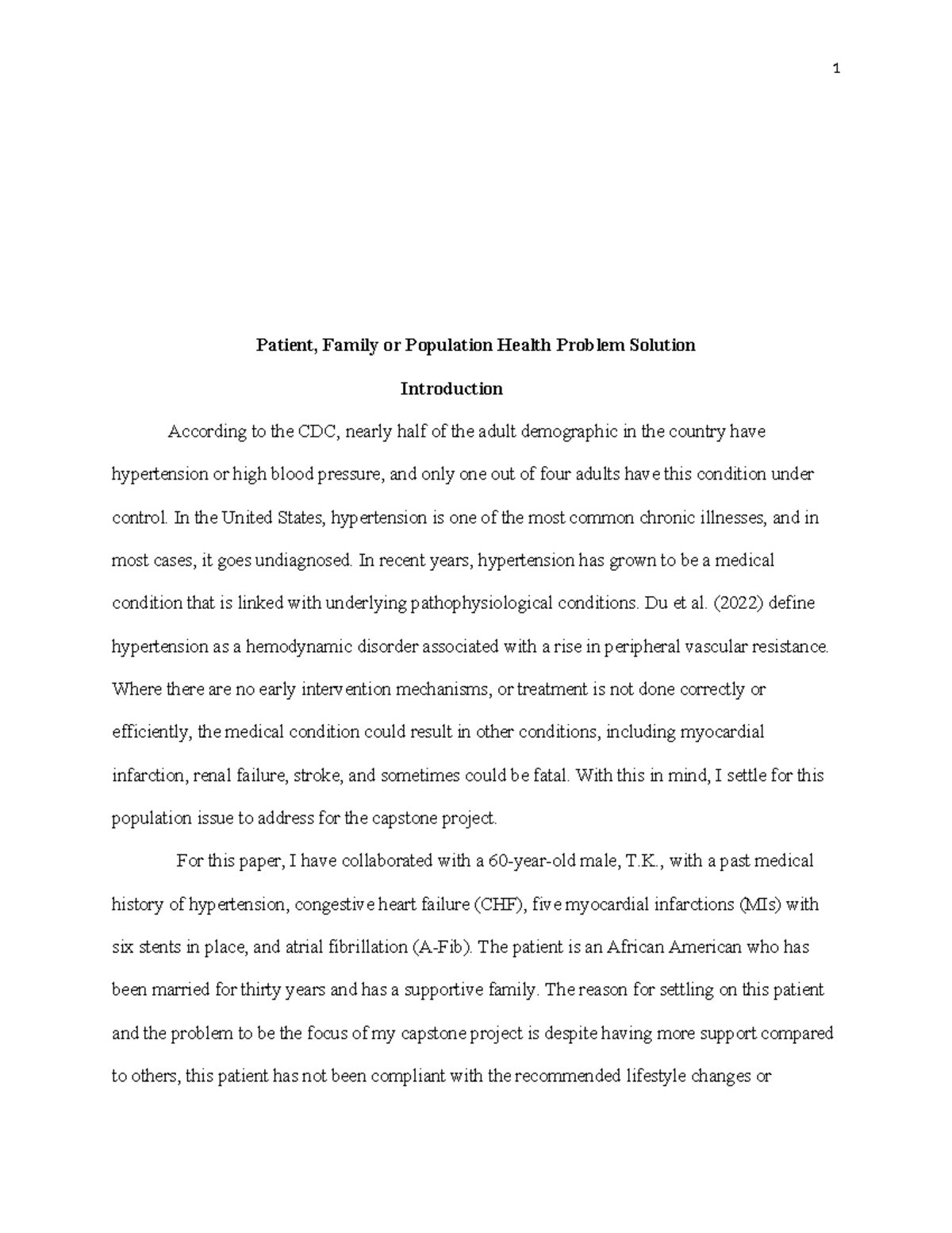 Patient, Family or Population Health Problem Solution CD - Patient ...