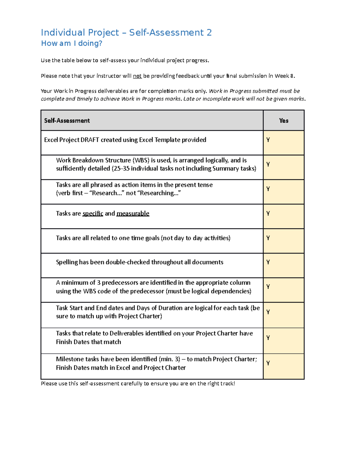 Individual Project Self-Assessment 2 - Individual Project – Self ...