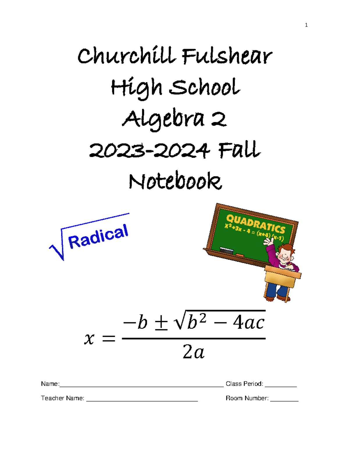 2023-2024 Algebra 2 Fall Notebook - Churchill Fulshear High School ...