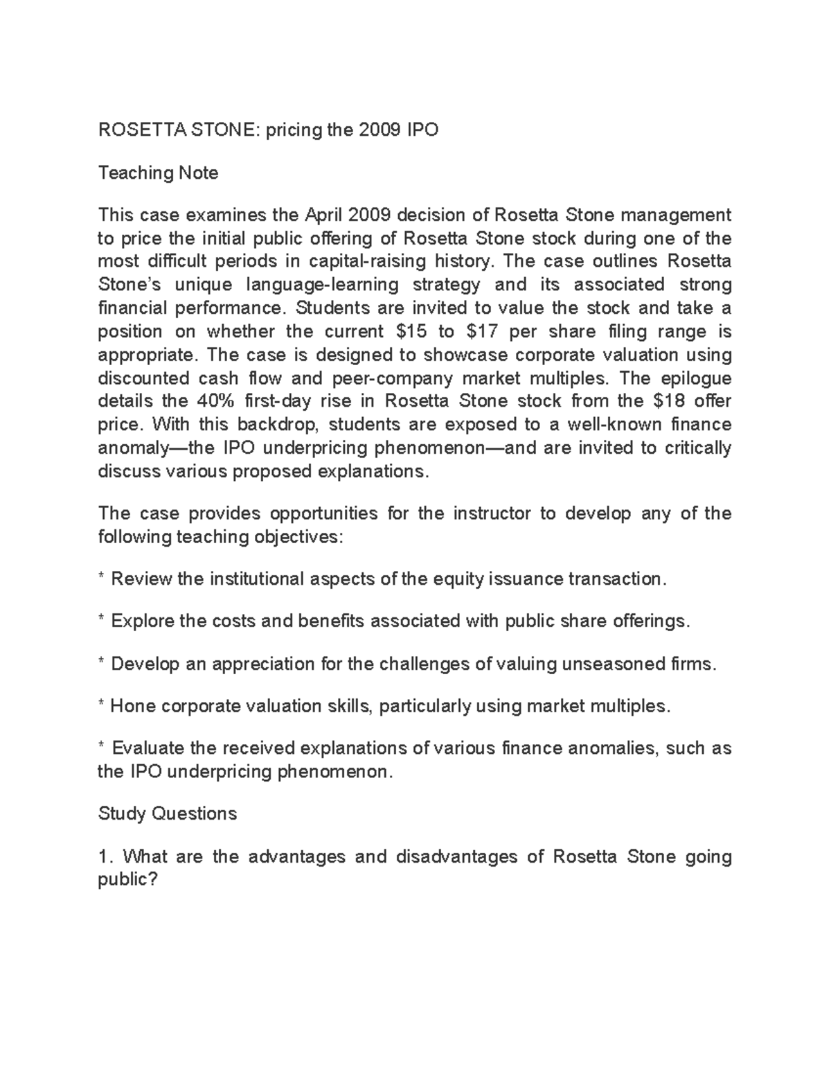 Rosetta-stone-notes - a teaching note for the case Rosetta stones ...