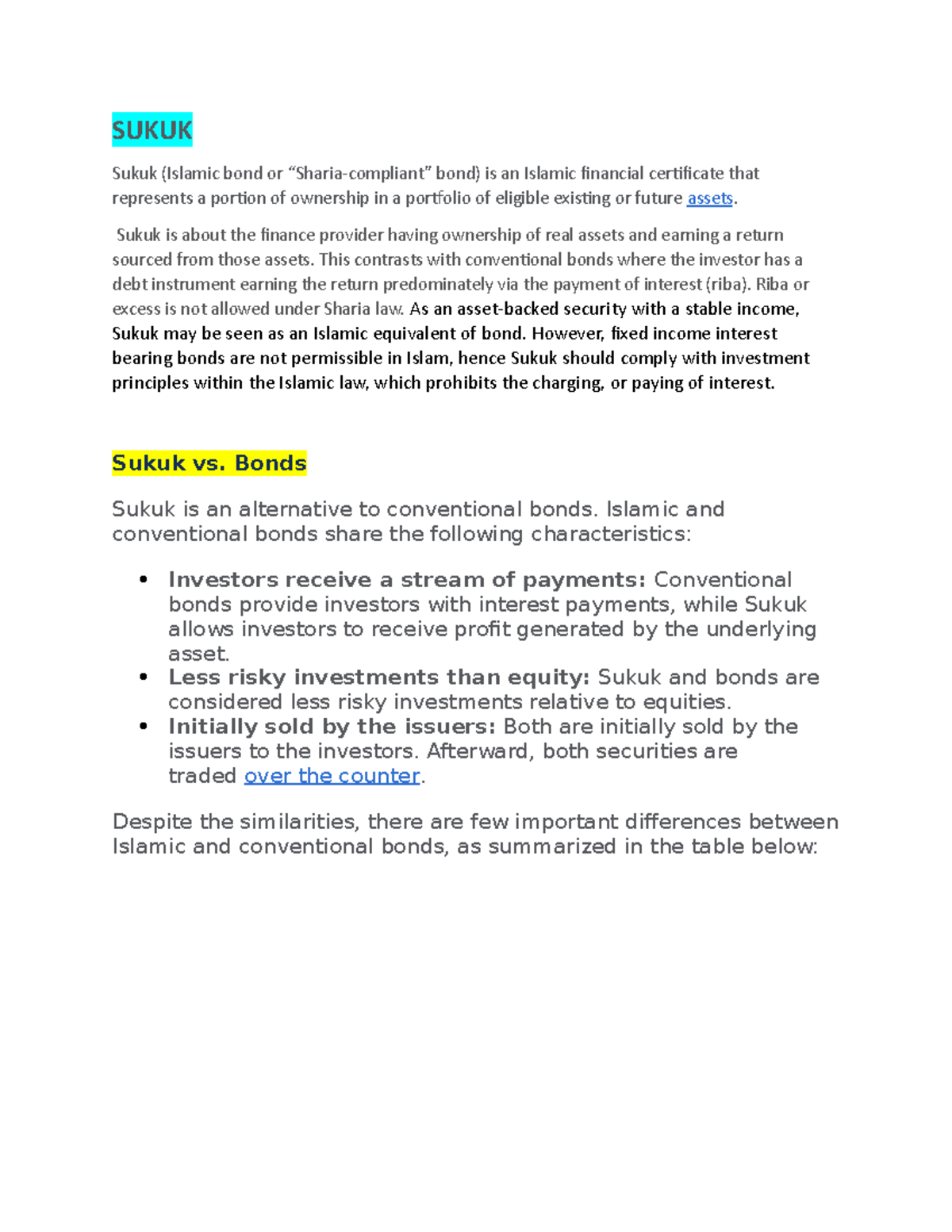 Sukuk Notes - Islamic banking and Finance - SUKUK Sukuk (Islamic bond ...
