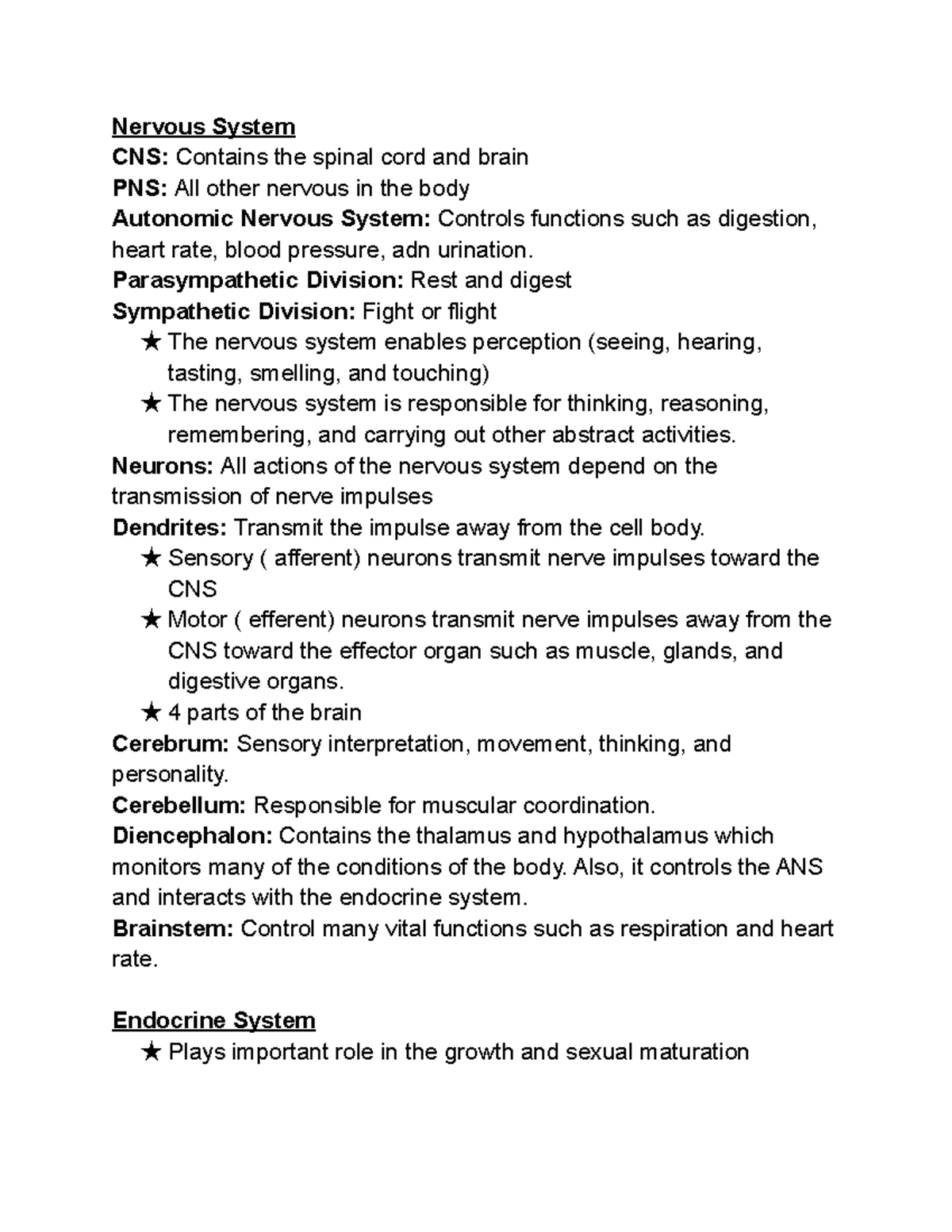 Untitled document - Professor wilson - Nervous System CNS: Contains the ...