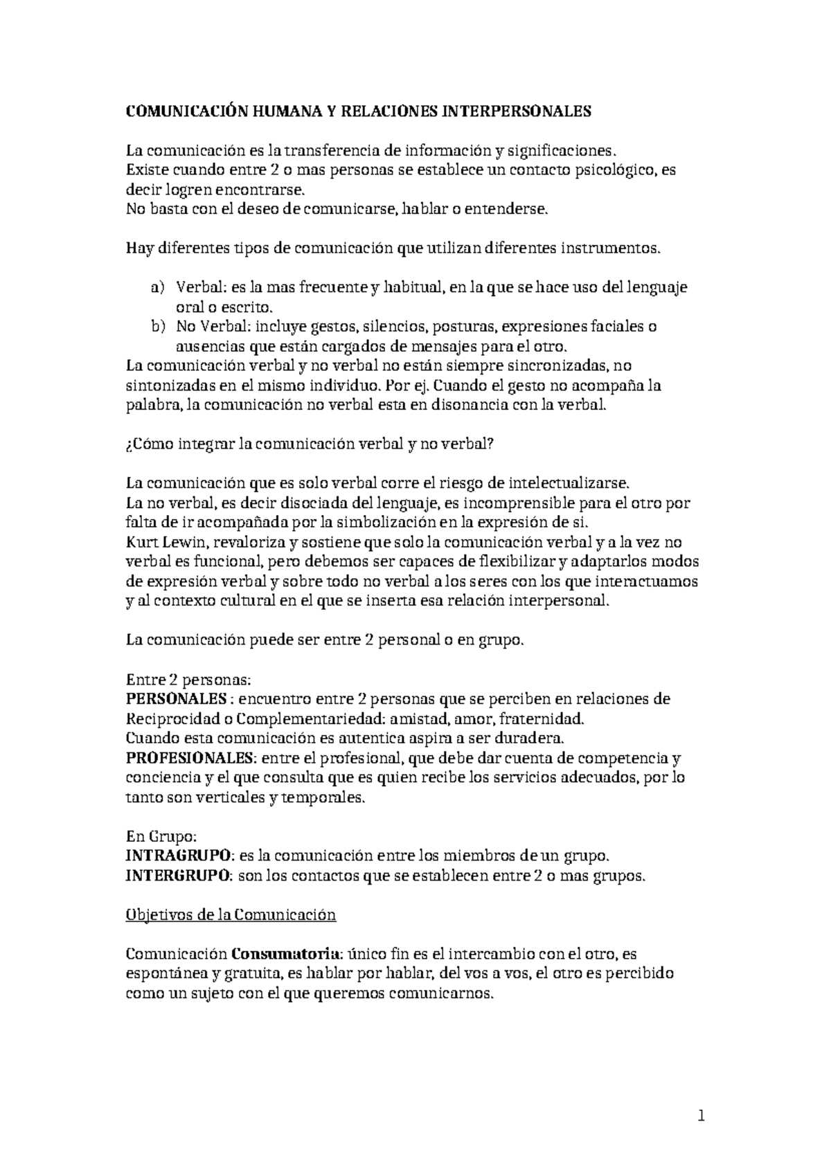 Comunicación Humana Y Relaciones Interpersonales - COMUNICACIÓN HUMANA ...
