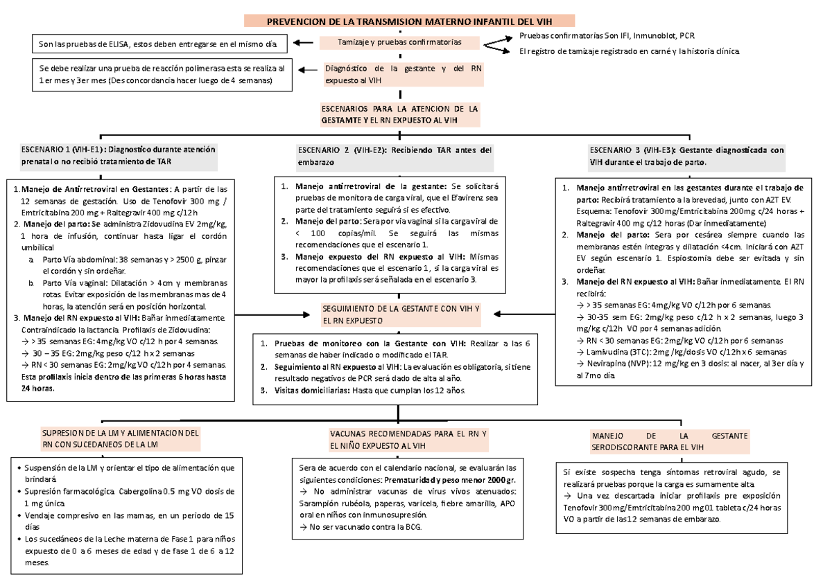 Esquema NEO VIH Y SIFILIS - PREVENCION DE LA TRANSMISION MATERNO INFANTIL DEL VIH Son las ...