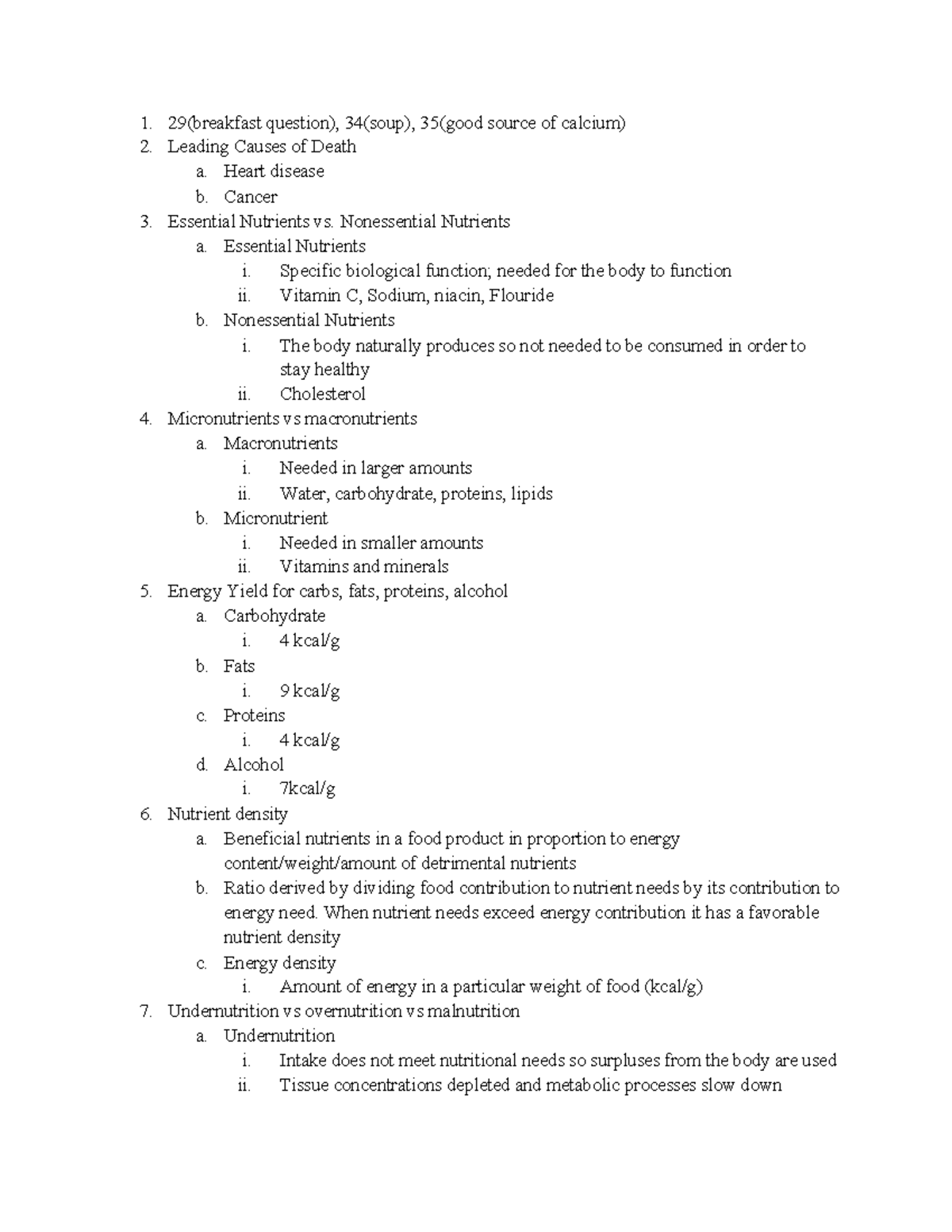 Nutrition study guide-exam 1 - 29(breakfast question), 34(soup), 35 ...