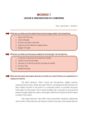 Module 1 Lesson 1 - Introduction to Information and Communications ...