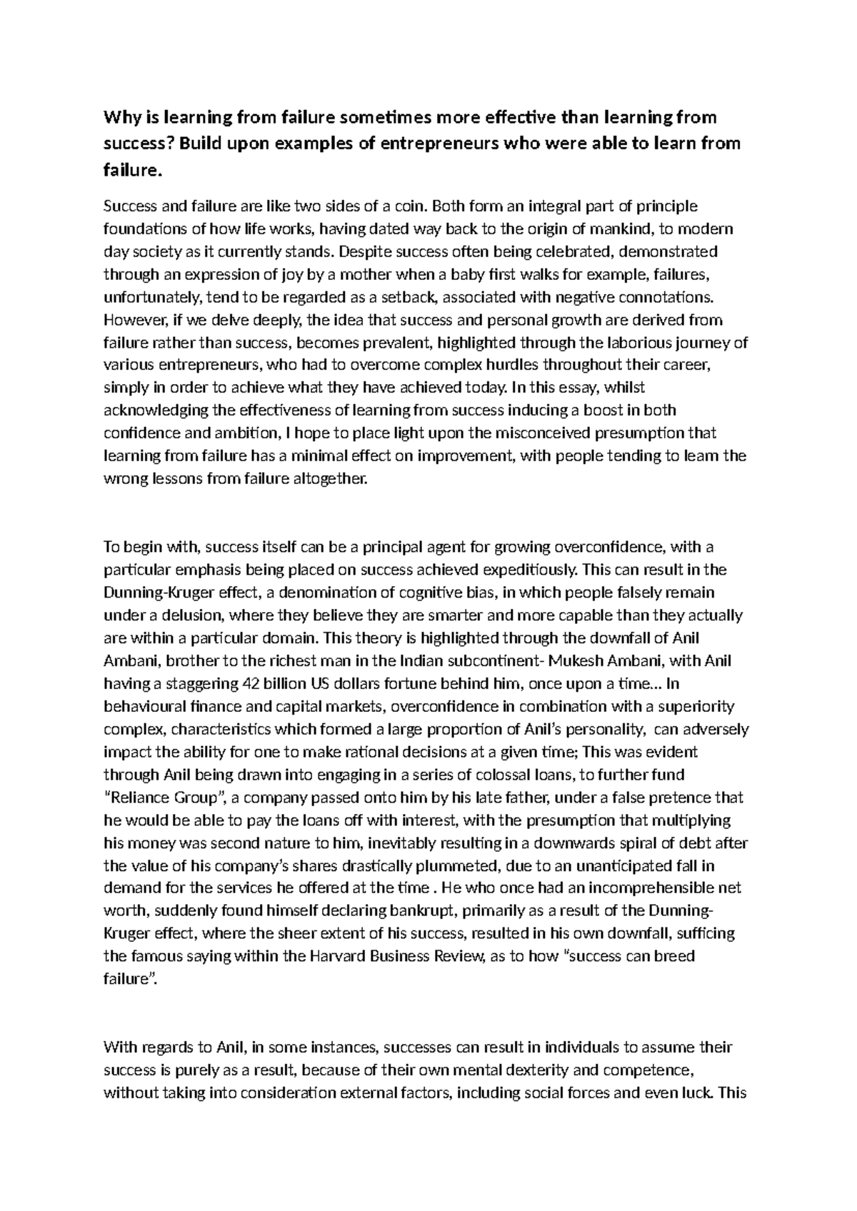 Cambridge essay - Why is learning from failure sometimes more effective ...