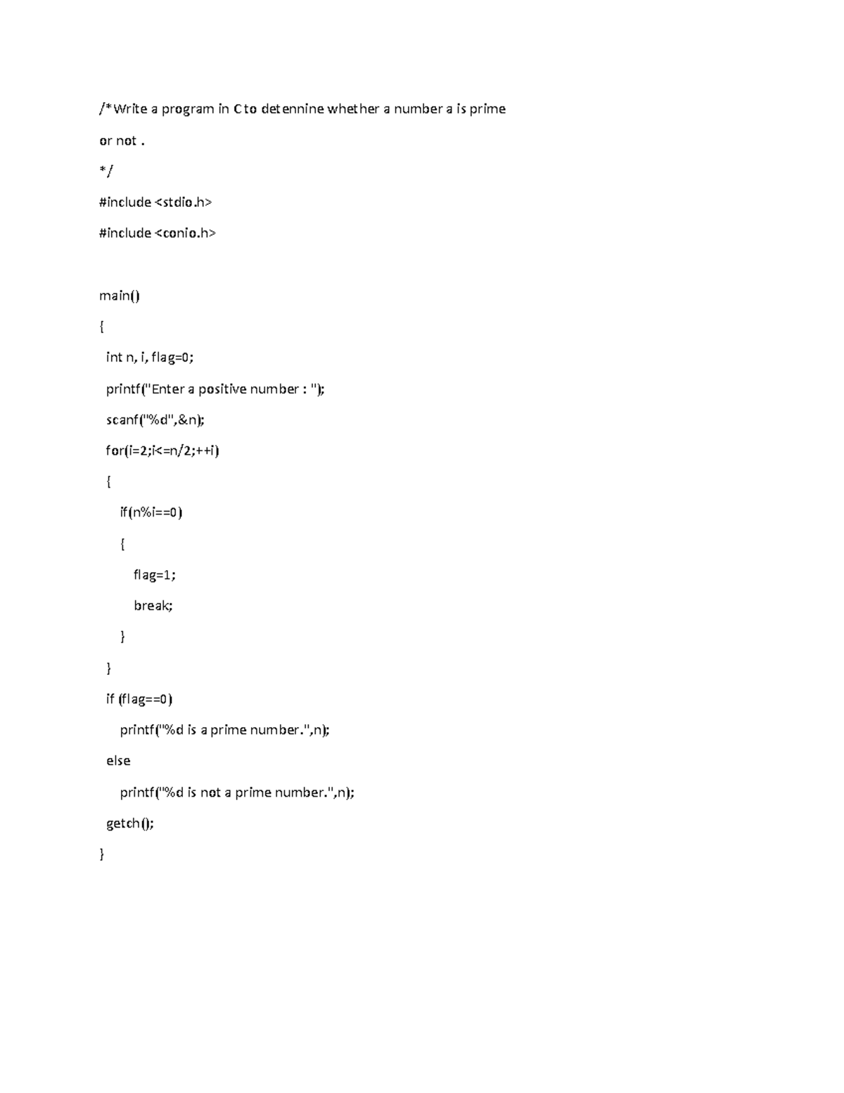 Board Question C Program Solve Write A Program In C To Detennine Whether A Number A Is Prime 8204