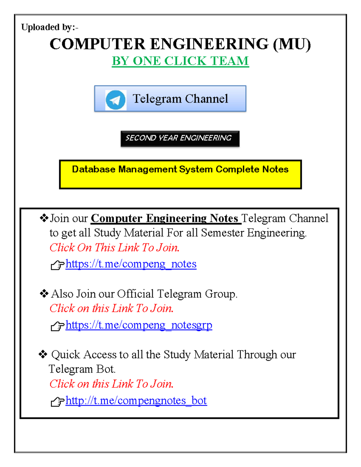 DBMS Complete Notes - SECOND YEAR ENGINEERING Join our Computer ...