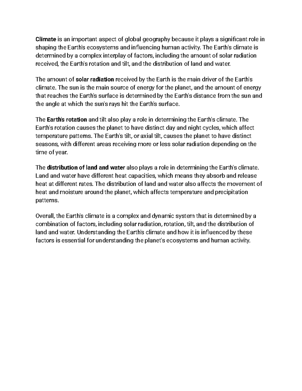 Climate - notes - Climate is an important aspect of global geography ...