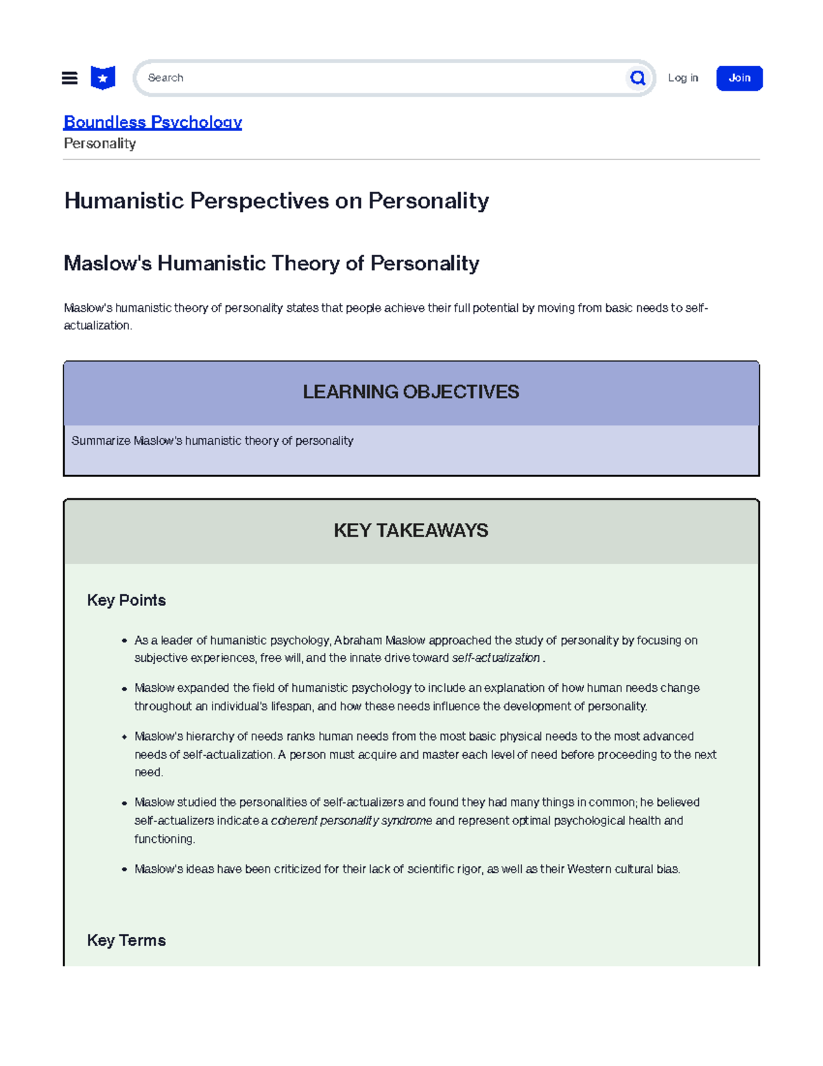 Abraham Maslow’s TOP - Boundless Psychology Personality Humanistic ...