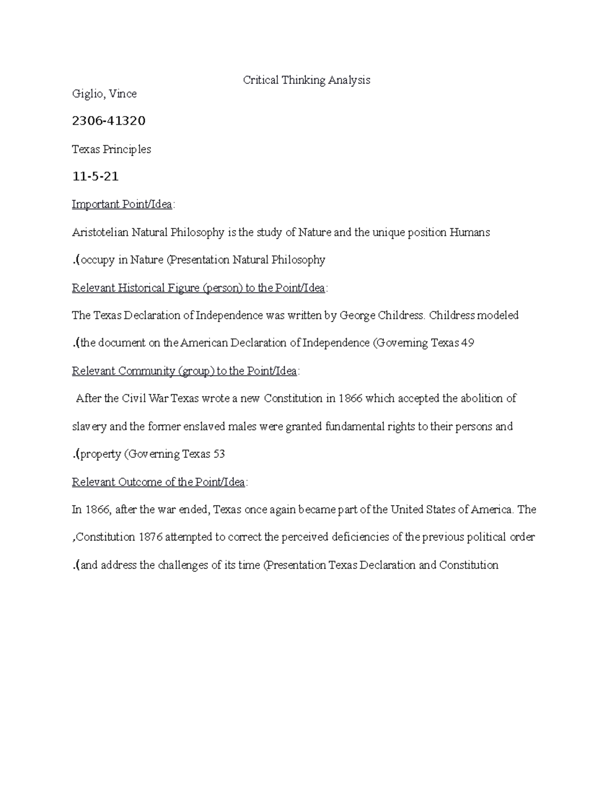 2306 CTA Example - xkglcxy;i;iufui - Critical Thinking Analysis Giglio ...