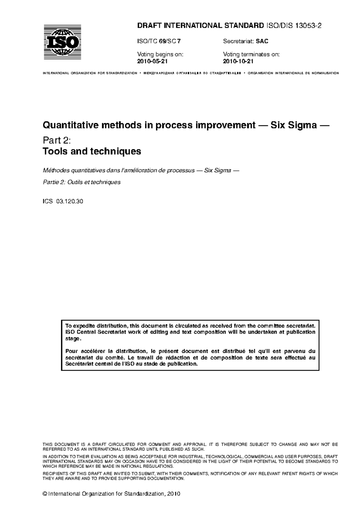 Iso dis 13053 2 - THIS DOCUMENT IS A DRAFT CIRCULATED FOR COMMENT ...