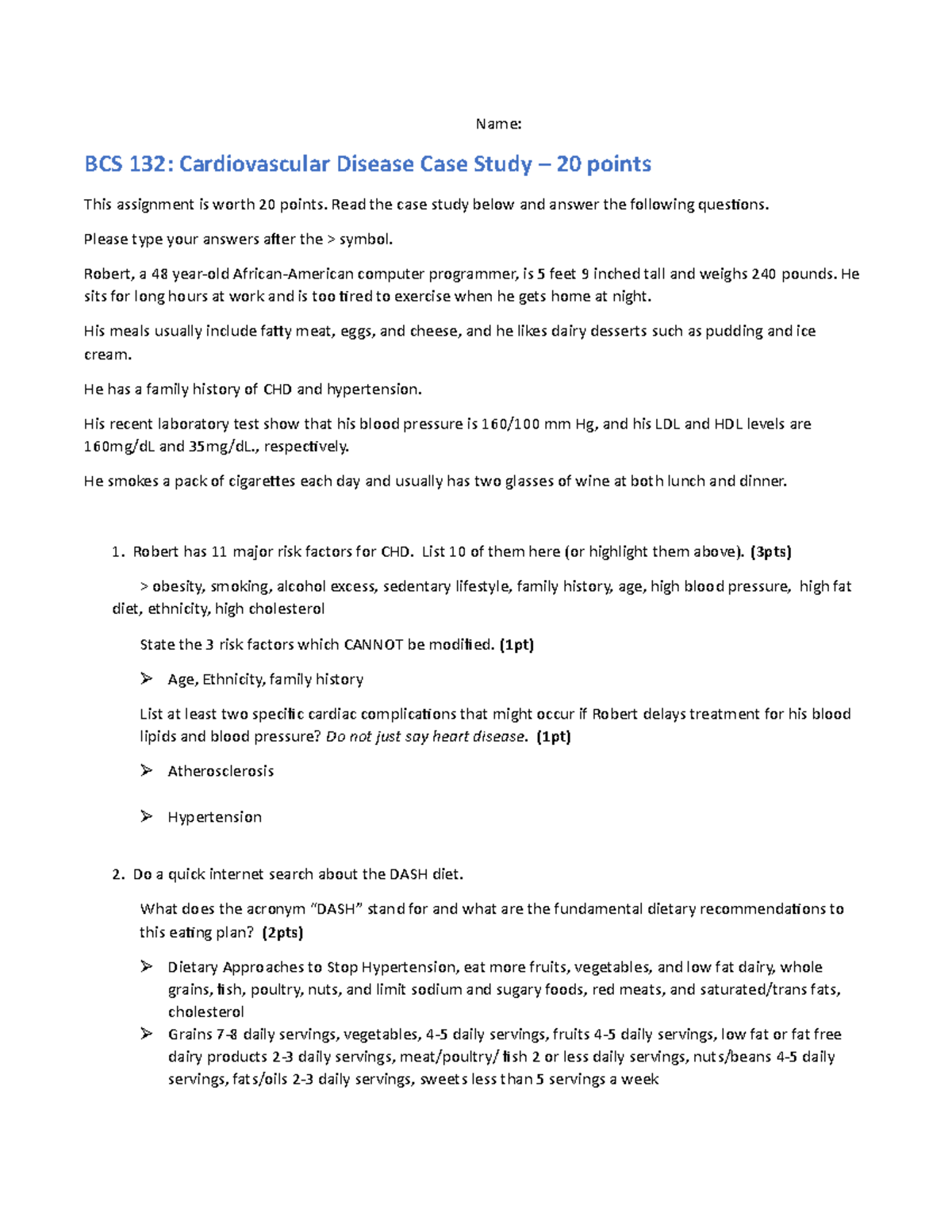Cardiovascular Case Study 2021 copy copy - Name: BCS 132 ...