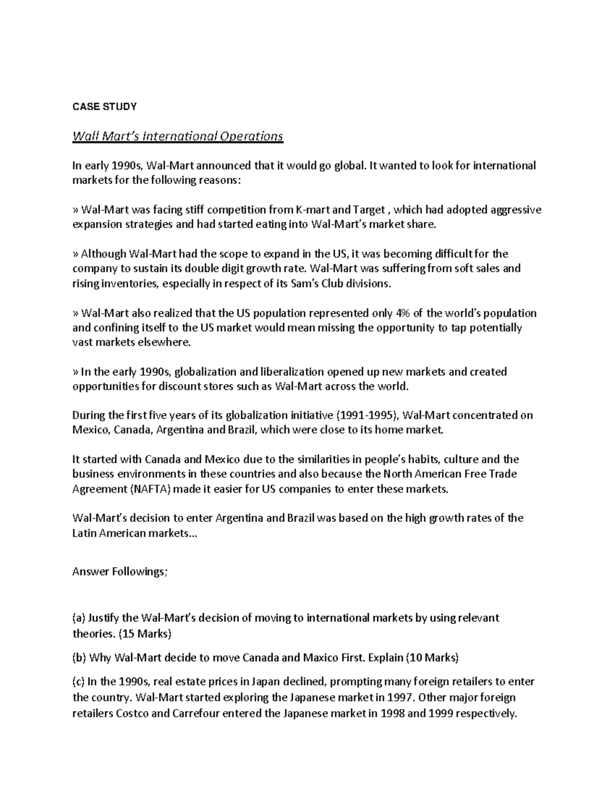 Wall Mart Case Study 220605 135206 - CASE STUDY Wall Mart’s ...