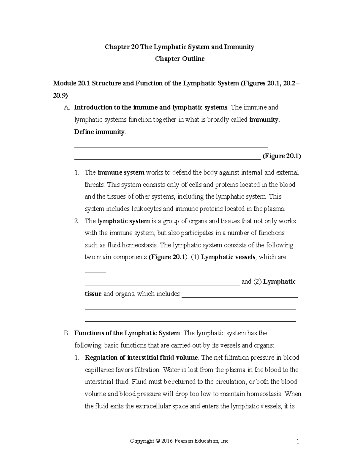 Ch 20 student lecture outlines-immune and lymph - Chapter 20 The ...