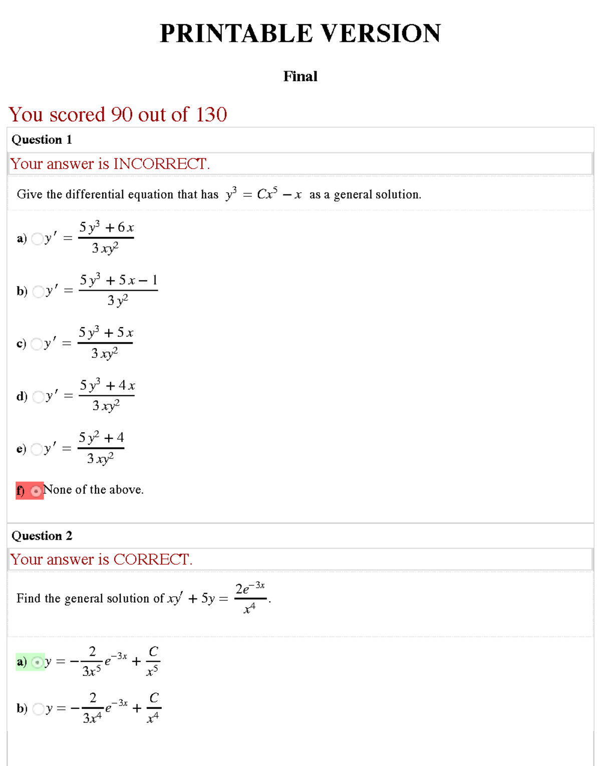 Final Spring 2019 - PRINTABLE VERSION Final You scored 90 out of 130 ...