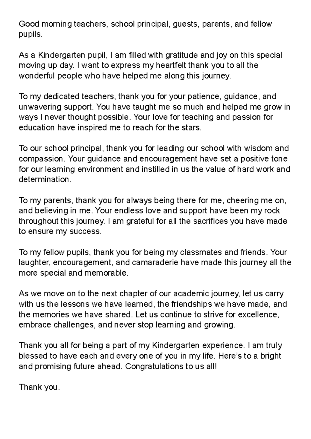 Recognition Day Speech - Good morning teachers, school principal ...