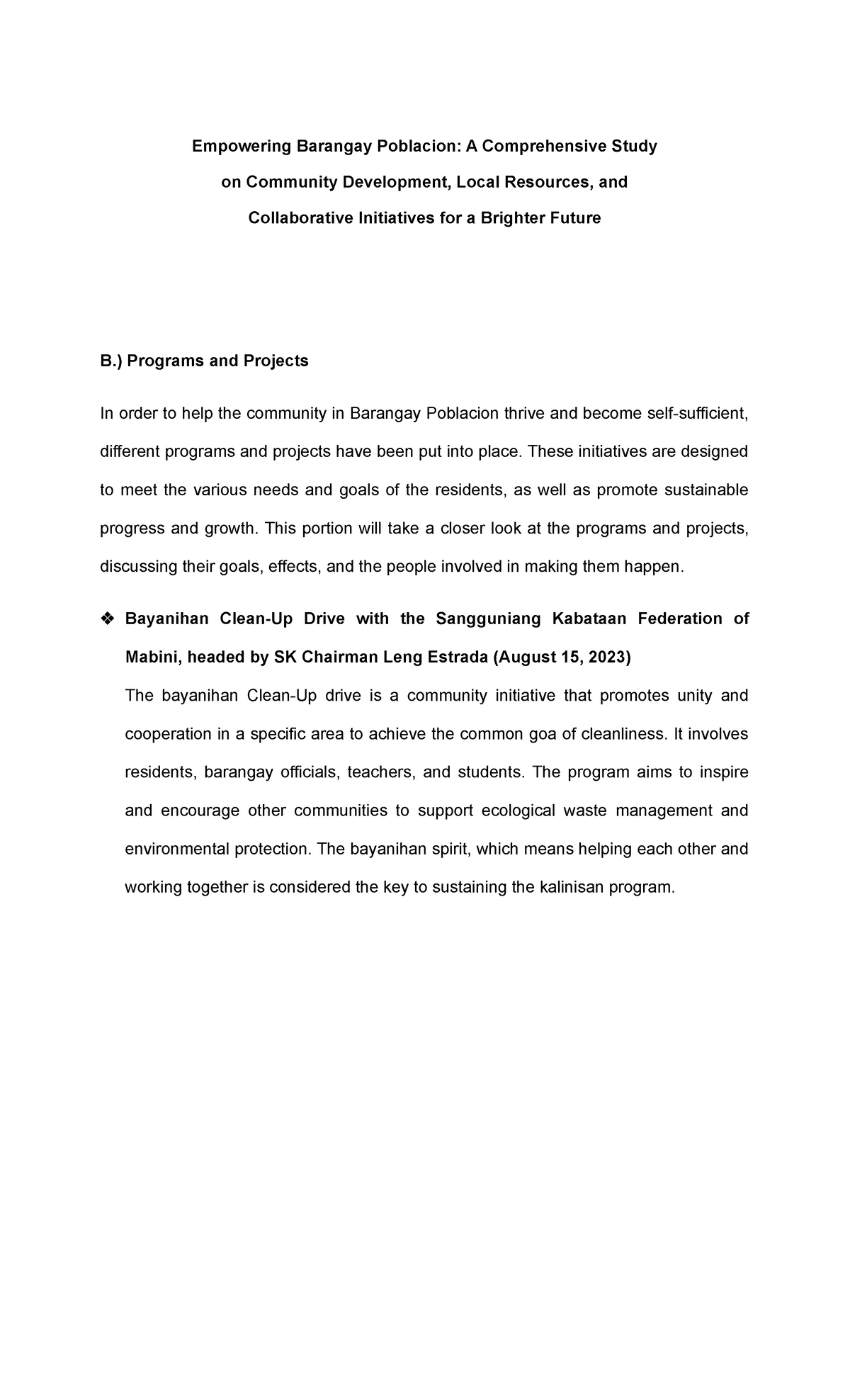 Community- Based- Research - Empowering Barangay Poblacion: A ...