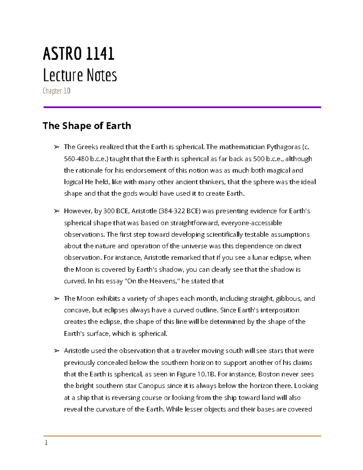 Astro 1141 Chapter 10 - ASTRO 1141 Lecture Nes Chapter 10 The Shape of ...