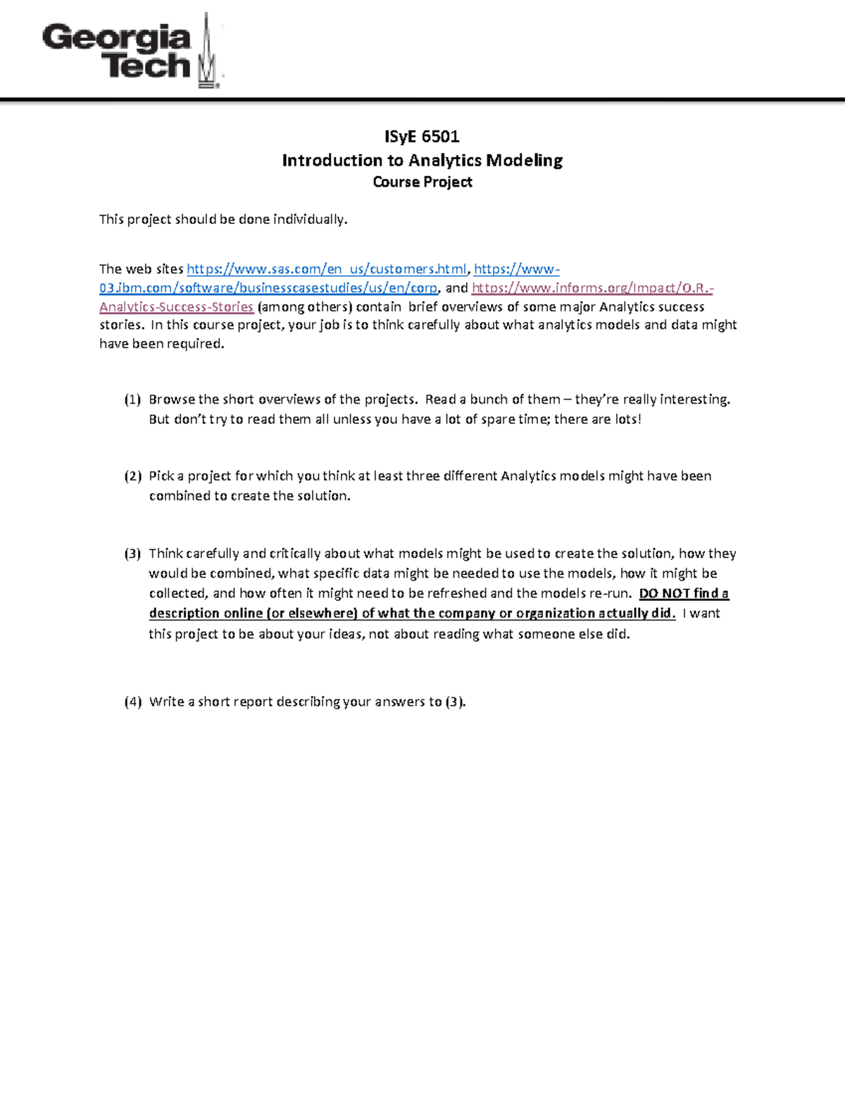 ISy E 6501 Project FA18 - ISyE 6501 Introduction to Analytics Modeling ...