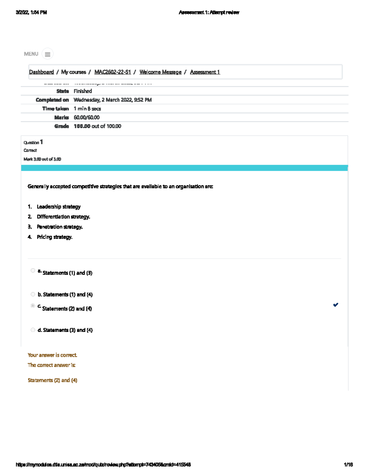 Assesment 1 attempt 2 - MCA to assignment 1 2022 - MAC2602 - Studocu